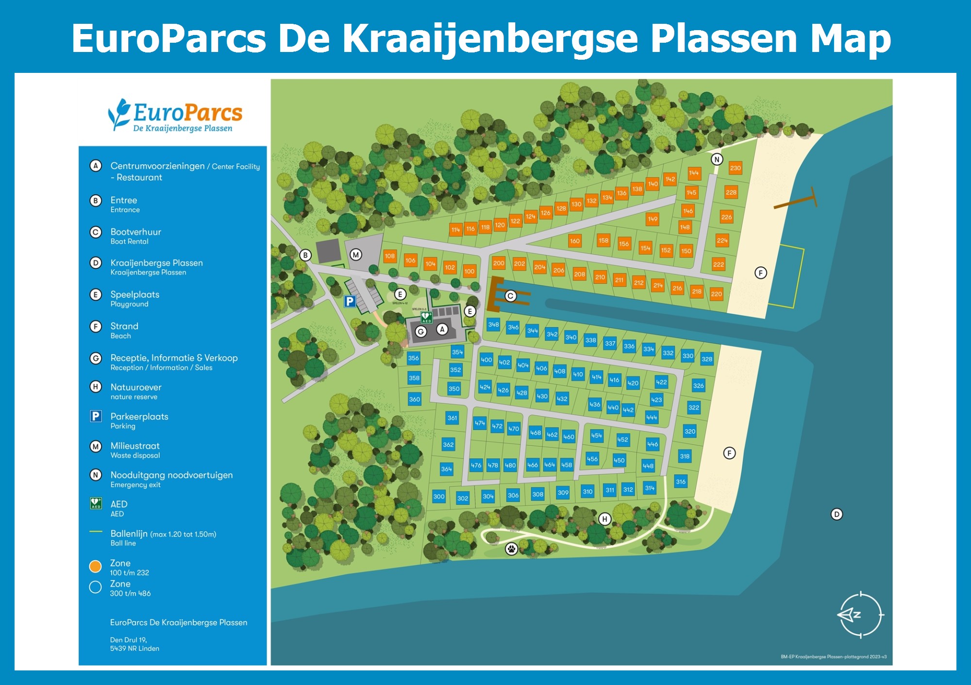 Village map of EuroParcs De Kraaijenbergse Plassen | ParkExplorer