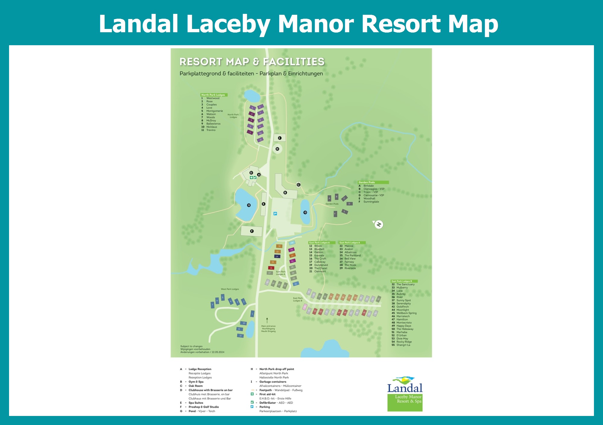 // Village map of Landal Laceby Manor Resort | ParkExplorer